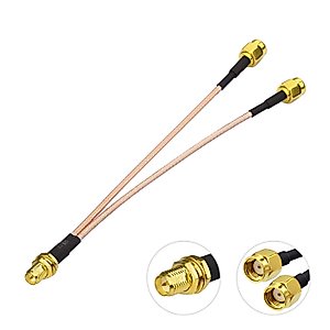 Bingfu RP-SMA Female Bulkhead Mount to Dual RP-SMA Male WiFi Antenna Adapter Splitter Cable 15cm 6 inch for WiFi Router Hotspot Wireless Mini PCI Express PCIE Network Card Adapter