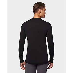 32 Degrees Heat Mens Performance Thermal Baselayer Crewneck Long Sleeve Top, Black, X-Large
