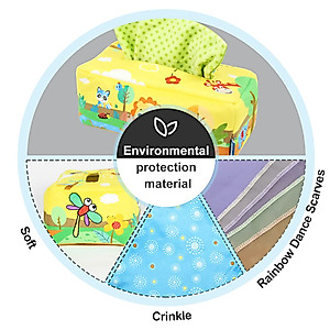 AIPINQI Baby Tissue Box Toy Magic Crinkle High Contrast Tissue Sensory Box Baby Toys to 6-12 Months,Lion