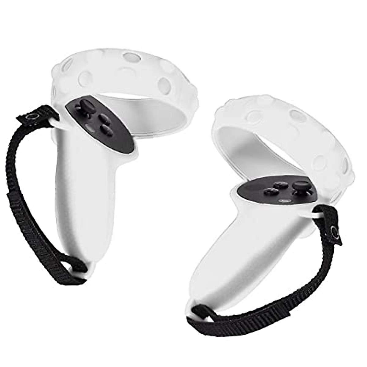 VR Controller Cover Compatible with Oculus Quest 2 Protective Ring Cover Silicone Handle Cover Grip Cap for Headphones White 1 Pair Game Component