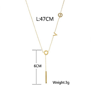 LUREME Women's Stainless Steel Love Y Shaped Necklace Circle Lariat Necklace (nl005577-2)