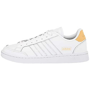 adidas Women's Grand Court SE Tennis Shoe, White/White/Orange tint, 8.5