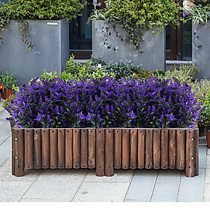 12 Bundles Artificial Lavender Flowers Plants UV Resistant Faux Outdoor Plastic Greenery Shrubs Plants Hanging Planter Kitchen Home Wedding Office Garden Décor