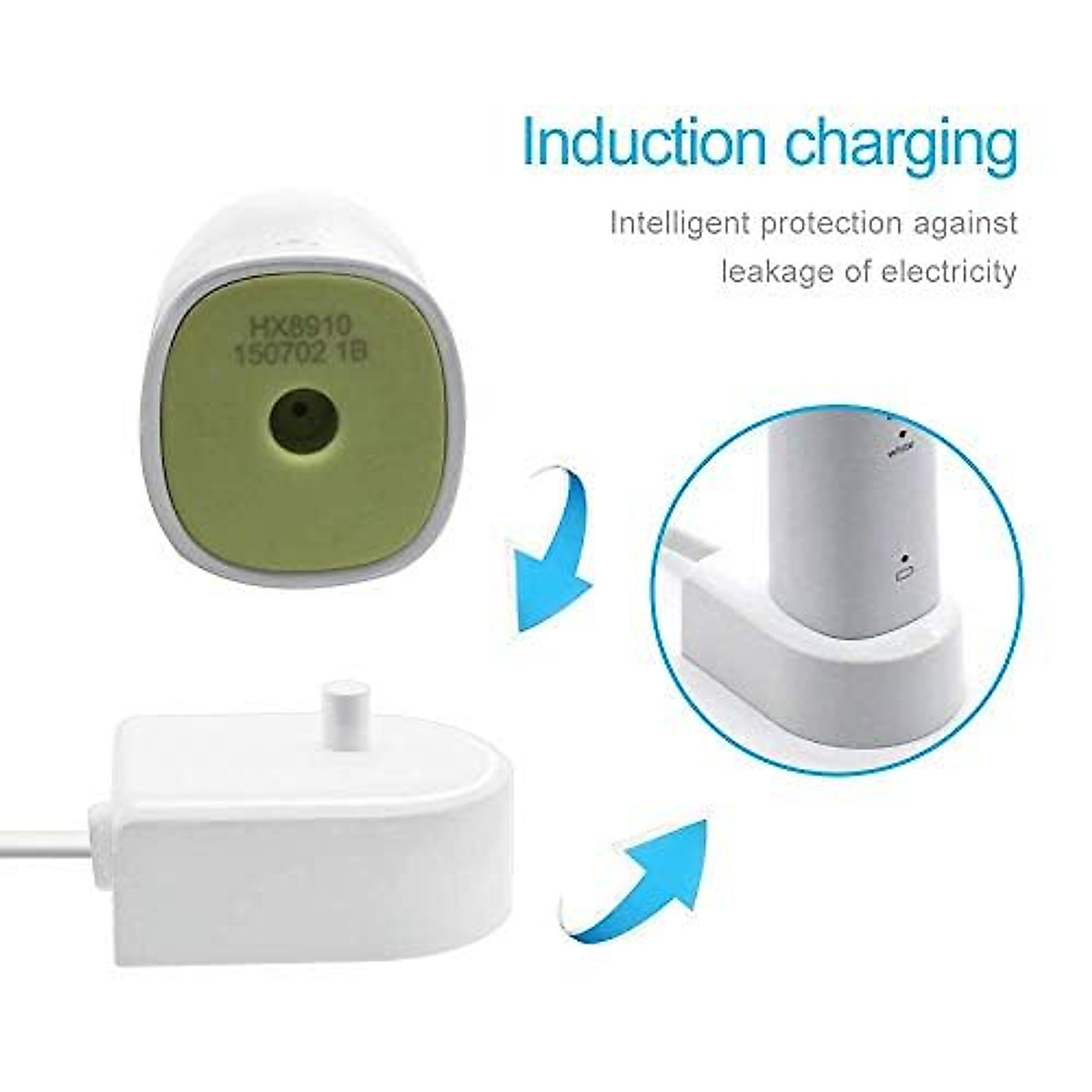 Charger Base for Philips Sonicare ProtectiveClean 5300, Charger Base for Philips Sonicare Electric Toothbrush 5100 4100 1100 2100 3100 6500 7500 HX6100/ HX6000/ HX8000/ HX9000 Waterproof Power Cord