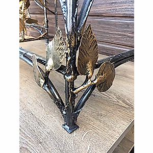 Garden bench consisting of 3 parts made in the technique of the artistic forging, floral decor