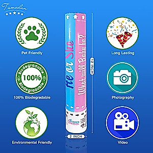 Tamodan Gender Reveal Confetti Cannon Blue，Set of 4 Gender Reveal Powder Cannon – Gender Reveal Confetti Powder Cannon Blue only Ideal for Pregnancy Announcement(4 Blue)