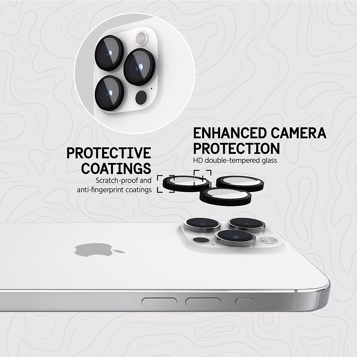 Pelican Camera Lens Protector w/ Aluminum Rings for iPhone 15 Pro Max/iPhone 15 Pro - 9H Tempered Glass - Durable Anti-Scratch, Anti-Shatter, HD View w/Night Shoot, Case Friendly, Easy Install - Black
