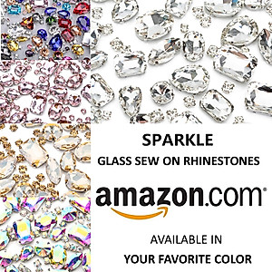 Clear Sew On Rhinestones, Choupee 130PCS Sew On Rhinestone Metal Back Prong Setting Sewing Claw Rhinestone Mixed Shapes Sew On Glass Gems for Jewelry, Clothes, Costume, Shoes,Dress, Garments