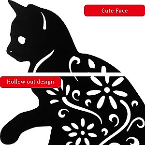 3 Pieces Black Cat Decorative Garden Stakes Metal Cute Cat Garden Decorative Silhouette Animal Outdoor Statues for Cat Lovers Yard Garden Lawn Decorations