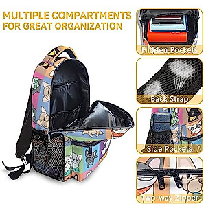 CUSPCOD French Bulldog Backpack with Lunch Box And Pencil Case for Girls Boys, 16 Inch School Bookbag with Adjustable Straps, Travel Bag Durable, Lightweight, Large Capacity