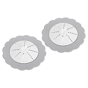 uxcell Hair Drain Catcher, 2 in 1 Shower Drain Stopper Silicone Tub Drain Covers for Kitchen Bathroom Balcony, Grey 2 Pcs