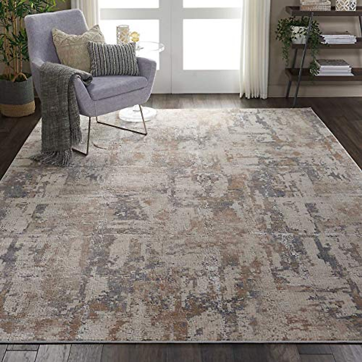 Nourison Rustic Textures Rustic Beige/Grey 9'3" x 12'9" Area -Rug, Easy -Cleaning, Non Shedding, Bed Room, Living Room, Dining Room, Kitchen (9x13)