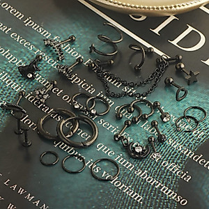 27pcs 16G Cartilage Earrings Hoops for Women Stainless Steel Cubic Zirconia Helix Tragus Piercing Couch Earrings Set Sparkle CZ Cartilage Piercings Studs