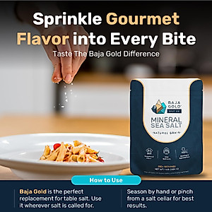 Baja Gold Mineral Sea Salt - Organic Natural Grain Salt for Cooking & Baking | Authentic Baja Salt | Ideal for All Culinary Creations | 1 lb. Resealable Bag, 300+ Servings