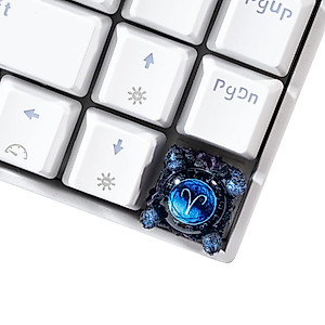 OceanKey Artisan Keycaps for DIY Replacement and Gaming, Handmade Resin Keycaps Blue Aries, Resin Keycaps for Switch Gaming, Cherry MX Mechanical Keyboards (Blue)