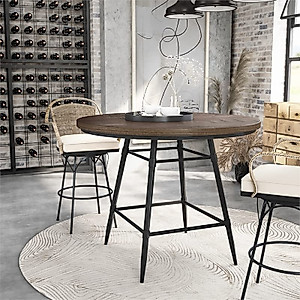 Furniture of America Haliana 45" Round Counter Height Dining Table in Weathered Brown Gray