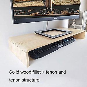 TsoLay Solid Wood Monitor Stand Riser, Practical Laptop Stand Desk, Computer Laptop Riser Shelf for Printer Pc Home and Office Use Save Space