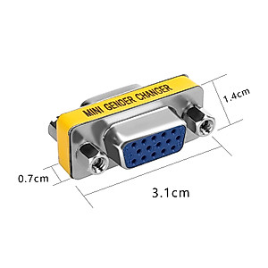 ENUODA VGA Coupler 2 Pack VGA SVGA Connector 15 Pin Female to Female Mini Gender Changer Adapter