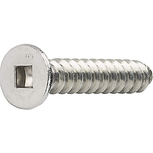 Self-Tapping #10 x 1-1/2" Flat Head Deck or Sheet Metal Screws Square Drive, Stainless Steel 18-8, Full Thread, Bright Finish (100)