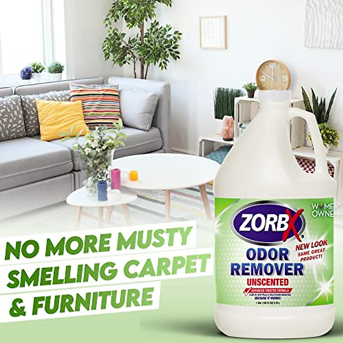 ZORBX Unscented Odor Eliminator Spray - Used in Hospitals & Healthcare Facilities | Advanced Trusted Odor Remover Formula | All-Purpose Deodorizer for Dog, Cat, Home, Carpet & Car - 128 Oz (1 Gallon)