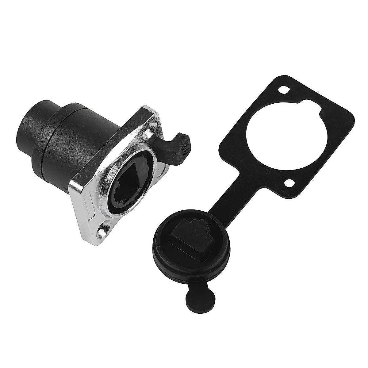 ANMBEST 5PCS Panel Mounting RJ45 IP65 Waterproof PCB Signal Panel Cat5/5e/6 8P8C Connector Ethernet LAN Cable Connector Double Head Coupler Adapter Female to Female with Waterproof/Dust Cap