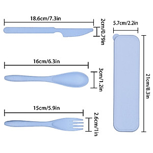 4Pcs Travel Utensils with Case, Wheat Straw Reusable Utensils Set with Case, Portable Travel Cutlery Set for Picnic Camping Daily Use