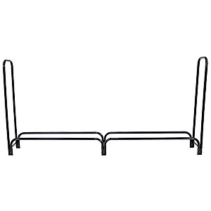 Sunnydaze 8-Foot Firewood Log Rack - Indoor/Outdoor Black Powder-Coated Steel Storage Accessory
