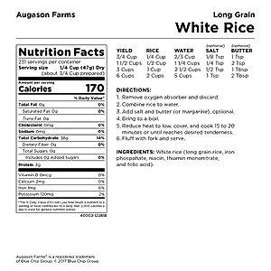 Augason Farms Long Grain White Rice Emergency Food Storage 24 Pound Pail