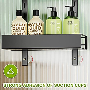 Thideewiz 4 Tier Over the Door Shower Caddy, 32.8inch Height Adjustable Hanging Shower Organizer, Black Metal Rustproof Bathroom Shelves with 6 Plastic Hooks and 2 Suction Cups