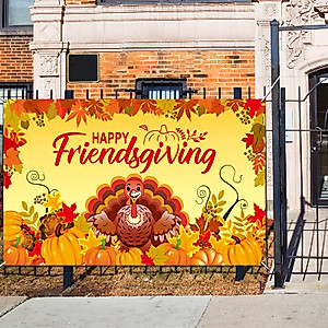 Friendsgiving Banner, Fall Banner, Happy Friendsgiving Wall Backdrop Thanksgiving Holiday Feast Party Supplies Outdoor Photo Background Fall Decorations for Home School