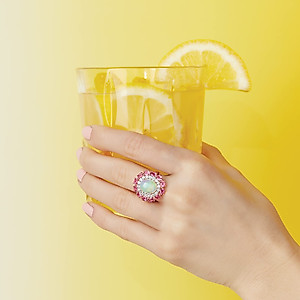 Ross-Simons Ethiopian Opal, 1.50 ct. t.w. Pink Tourmaline and .60 ct. t.w. White Topaz Ring in 18kt Rose Gold Over Sterling. Size 10