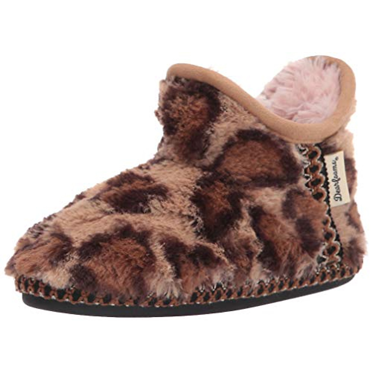 Dearfoams unisex child Charlotte Furry Bootie Slipper, Leopard, 13 Big Kid US