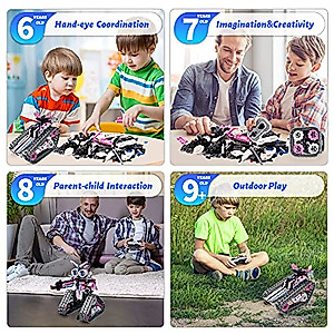 Amy&Benton Remote Control Robot Building Kit Stem Pink Robot Kit with APP for 8-16 Year Old Kids