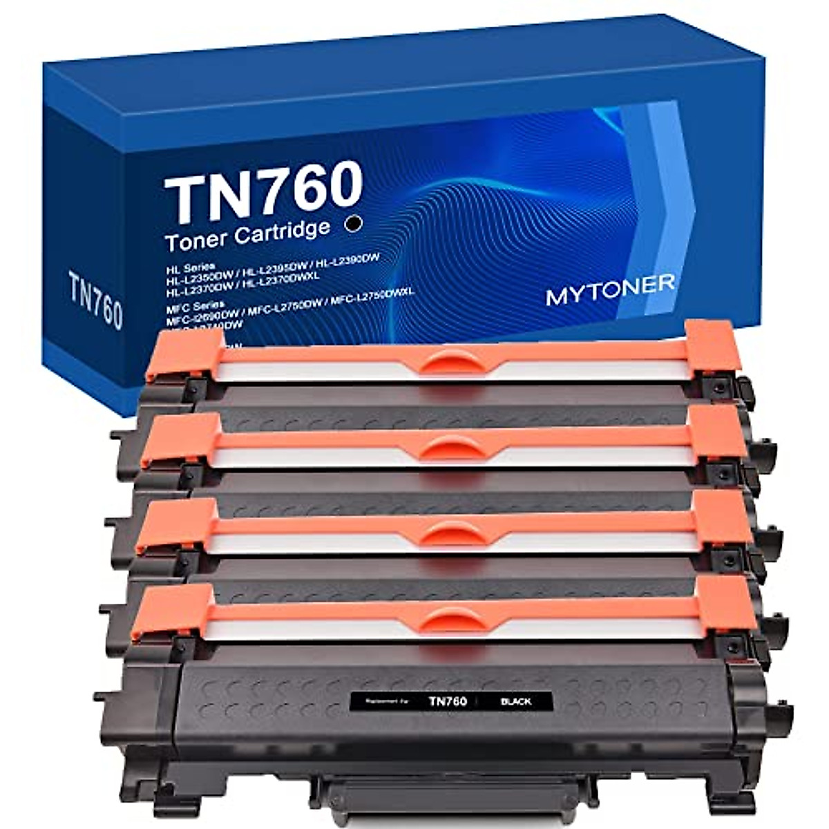 MYTONER TN760 TN-760 Remanufactured Toner Cartridge Replacement for Brother TN-760 TN730 TN-730 High Yield for MFC-L2710DW HL-L2350DW HL-L2395DW DCP-L2550DW MFC-L2750DW MFC-L2690DW Printer (4-Black)