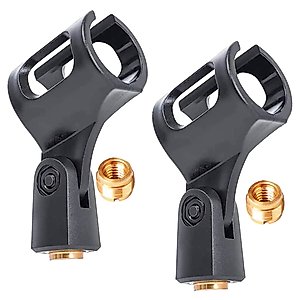 5 Core Mic Clips for Stands 2 Pieces Microphone Clip Holder Universal Adjustable with 5/8" Male to 3/8" Female Screw Adapter Suitable for Handheld Microphones, 2-Pack MC-01 2 PCS