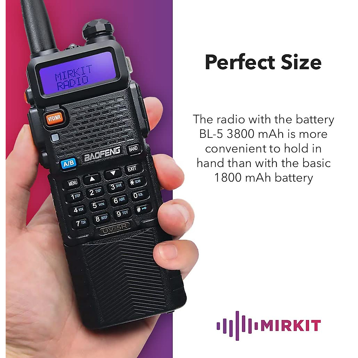 MIRKIT 2pc UV5R Battery BL-5 3800mAh & 2pc 2.5 mm USB Charger Cables with Lanyards Mirkit for Two Way Radio Compatible with Baofeng UV-5R BF-F8HP UV-5RX3 UV-5RTP UV-5X3