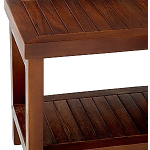 ALA Teak Classic 24 Teak Wood Shower Bath Spa Waterproof Stool Bench with Shelf Brown