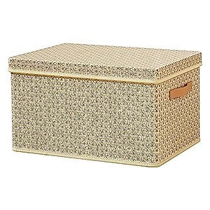 Ochine 1 Pack Clothes Storage, Large Toy Box Chest Storage, Collapsible Storage Containers with Lids, Foldable Blanket Storage Bags, Linen Fabric Foldable Storage Bins Boxes Cube Organizer Baskets