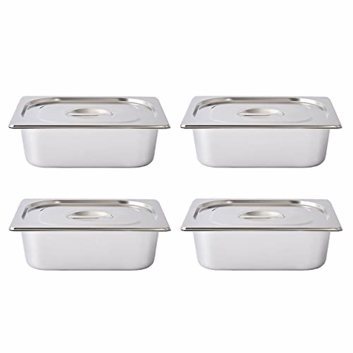 ERFEI Hotel Pans 1/2 Half Size Steam Table Pan 4-Pack Set for Commercial Restaurant Stainless Steel Food Pans Buffet Party Supplies