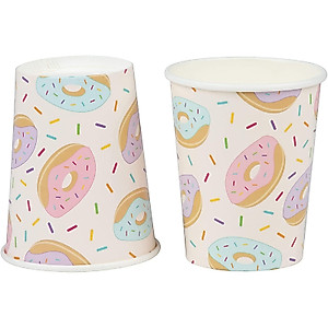 Juvale 144 Piece Donut Grow Up Party Supplies - Serves 24 Sprinkle Paper Plates, Napkins, Cups and Cutlery for Two Sweet Birthday Decorations