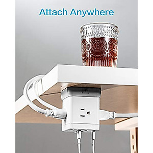 KMC Surge Protector Power Strip, Cube Portable Power Outlet with 4 USB Ports 4.8A and Switch Control, 5-Foot Extension Cord and Detachable Base, Ultra-Compact for Travel and Office