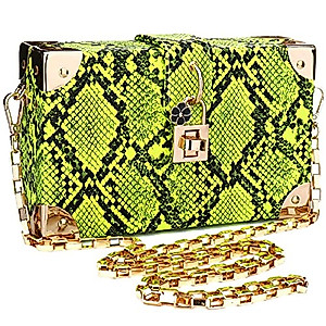 Tmore Womens Snakeskin Clutch Purses Handbag Ladies PU Leather Evening Crossbody Purse Shoulder Bags with Chain