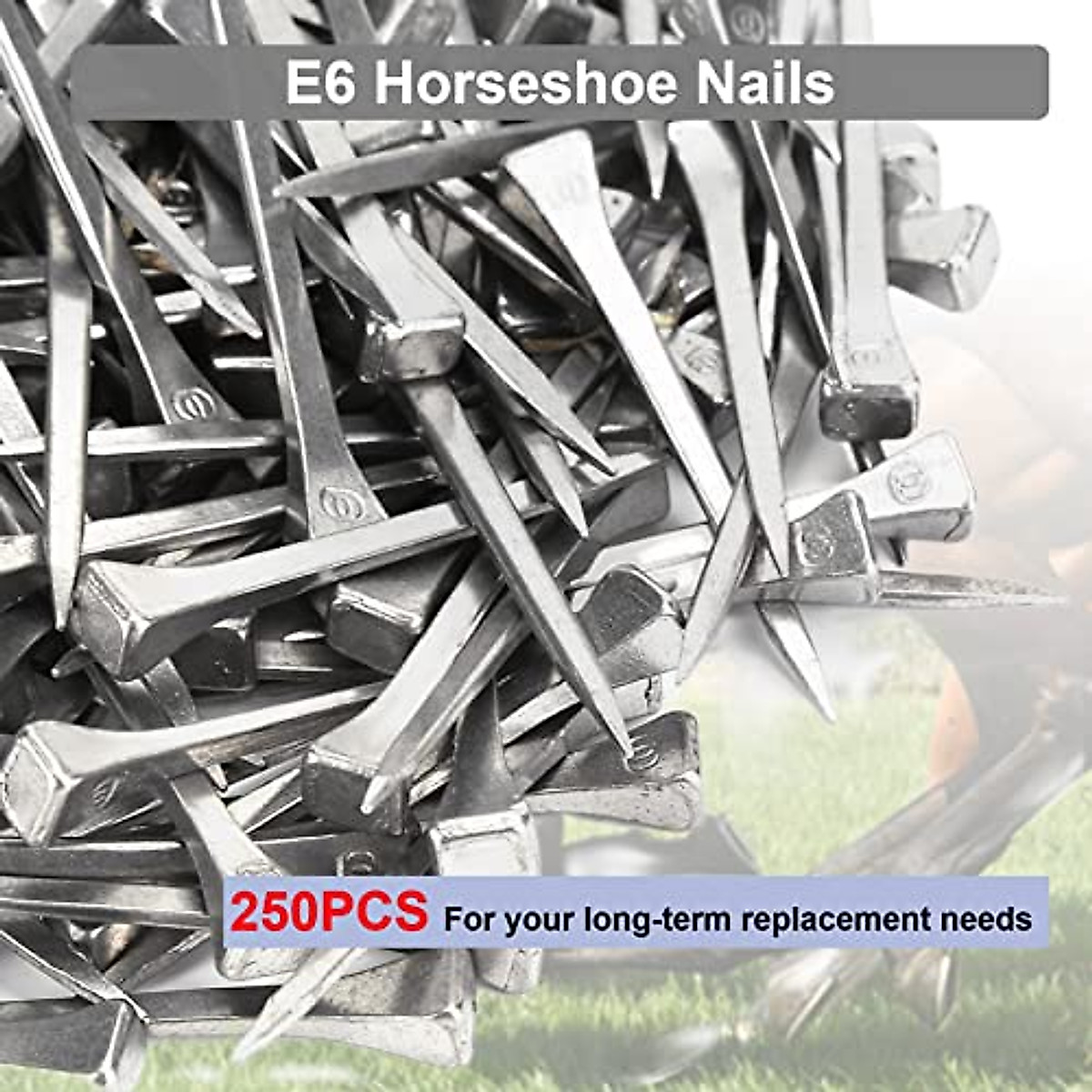 KUIDAMOS 250PCS Horseshoe Nails, Horseshoes Equipment Equestrian Sport Equipment Horse Training Supplies Tool 2.1 Inch E6 Hoof Nails for Horse Race
