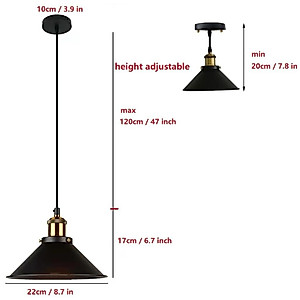 ANUOMY 1 Pack Battery Operated Pendant Light with Remote,indoor Black No Wiring Ceiling Hanging Lamp,Vintage Wireless Pendant Lighting Chandelier Fixture for Farmhouse Dining Room Kitchen Island