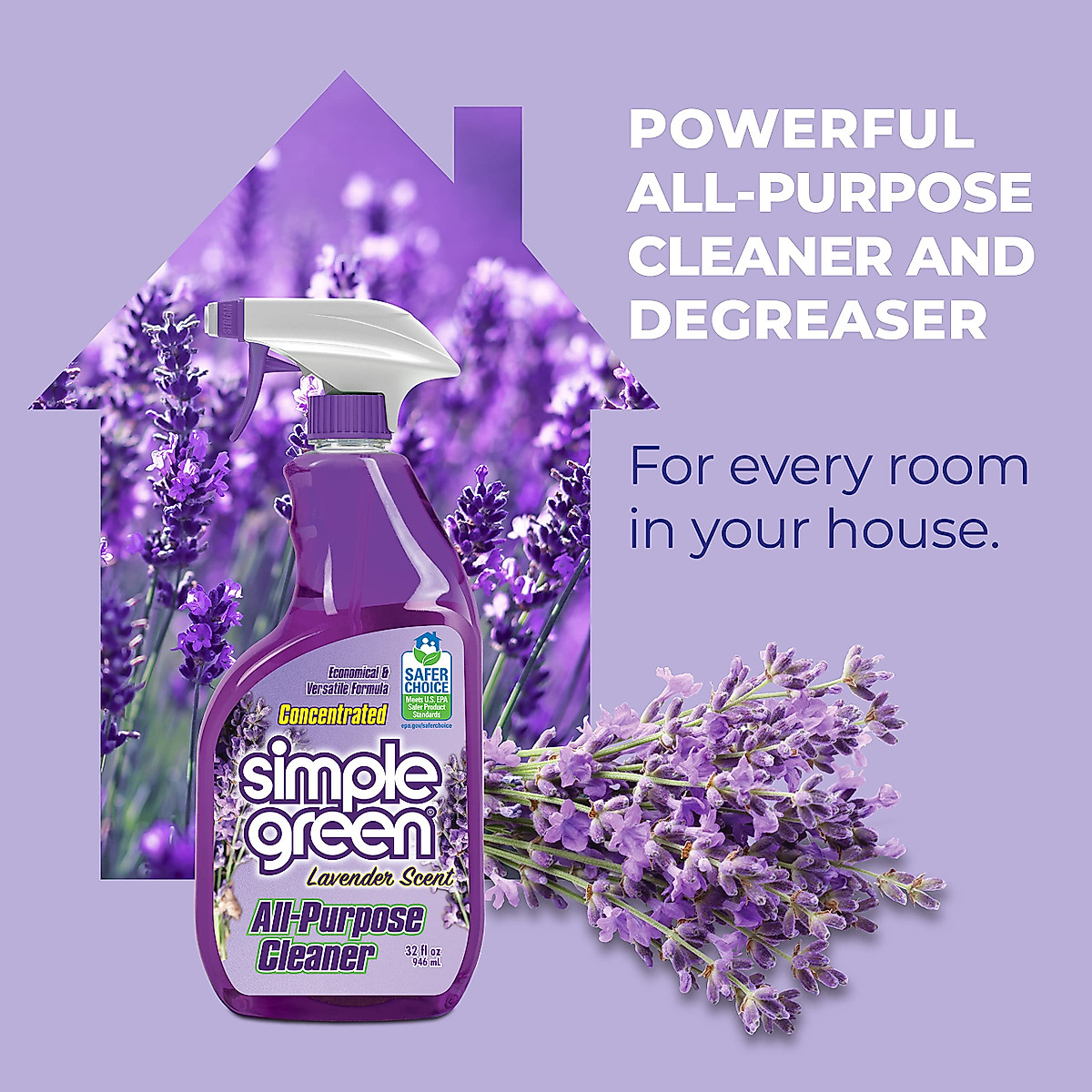 Simple Green AllPurpose Cleaner, 32 Fl Oz (Pack of 3), Lavender, 96 Fl Oz