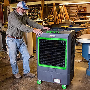 OEMTOOLS 23969 3-Speed Evaporative Cooler, Green and Gray, Cools Up to 1600 Square Feet, 5300 CFM, Portable Cooler Fan