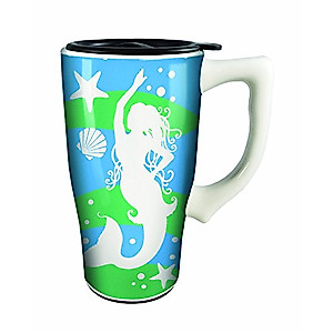 Spoontiques Mermaid Travel Mug, 18 oz, Blue