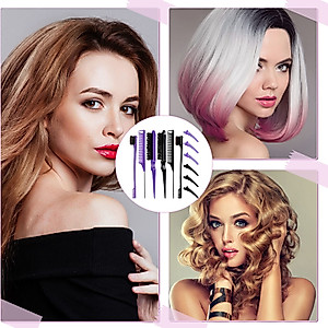 12 Piece Nylon Brushes Set for Grooming - Salon Teasing Brush, Double-Sided Edge Brush, Smooth Comb, Rat Tail Combs with Duckbill Clips for Women and Girls (Purple, Black)