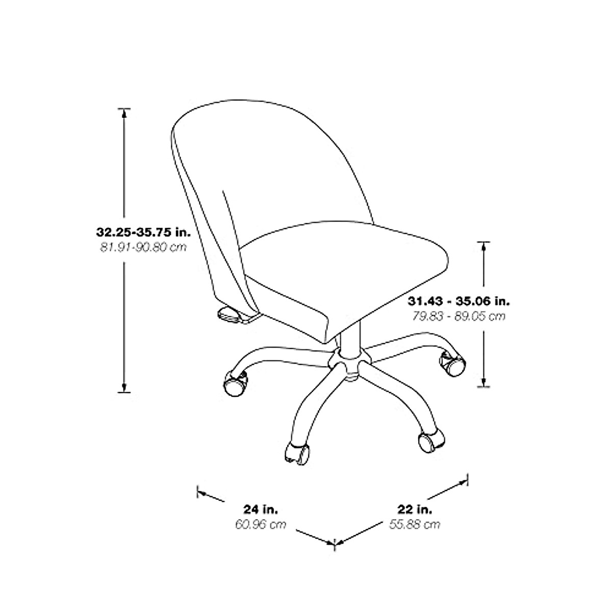 OSP Home Furnishings Layton Mid-Back Adjustable Office Chair with 5-Star Base, Gold Finish and Blue Azure Velvet