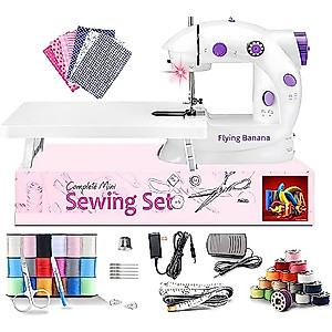 Sewing Machine for Beginners with Extension Table, Adjustable 2-Speed 2-Thread Mini Sewing Machine, Portable Electric Maquina de Coser with Foot Pedal, Perfect for DIY, Ideal Gift for Kids and Adults